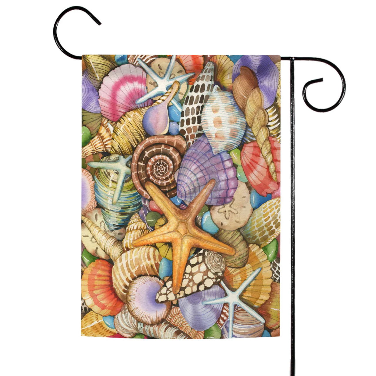 Collection of Seashells Outdoor Garden Flag 18" x 12.5 | Pool Central