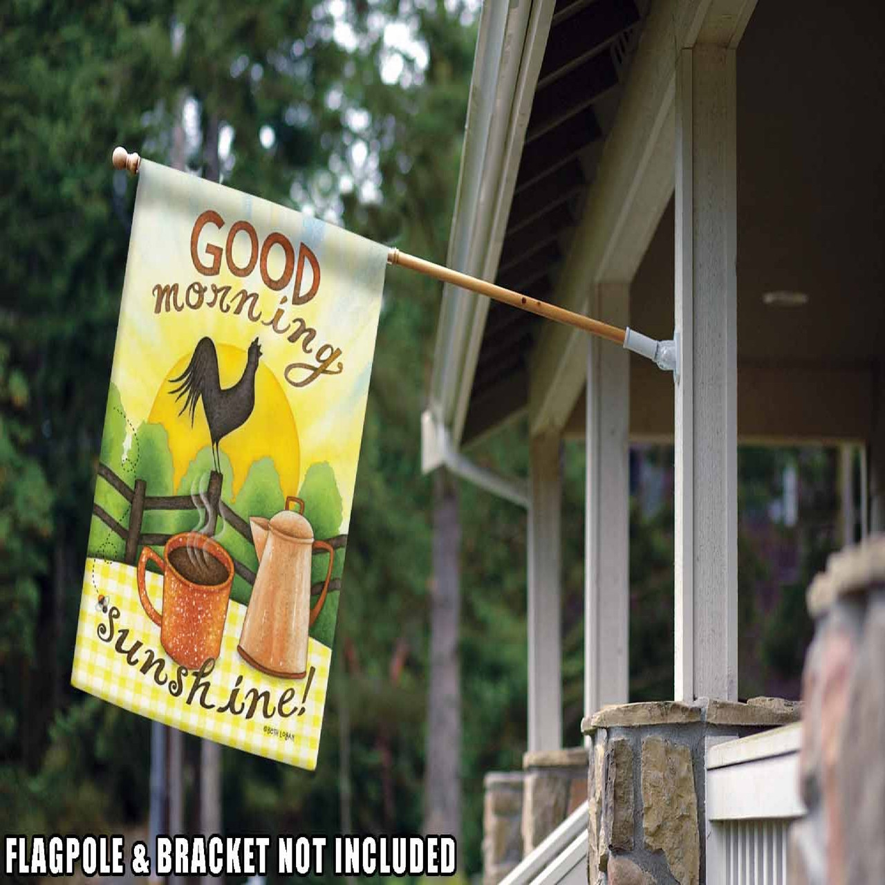 Chicken with Hot Coffee 'Good Morning Sunshine' House Flag 40" x 28 ...