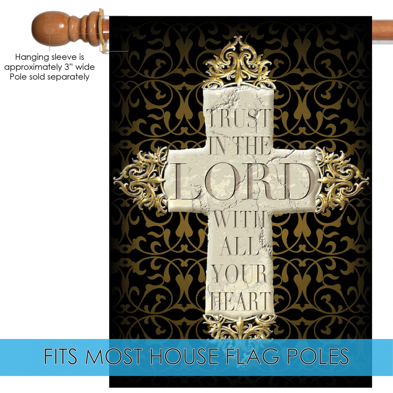 Inspirational Cross Outdoor House Flag 40" x 28" | Pool Central