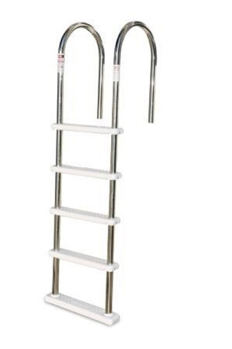 Above Ground Pool Deck Ladder - 48" to 52" Silver & White | Pool Central
