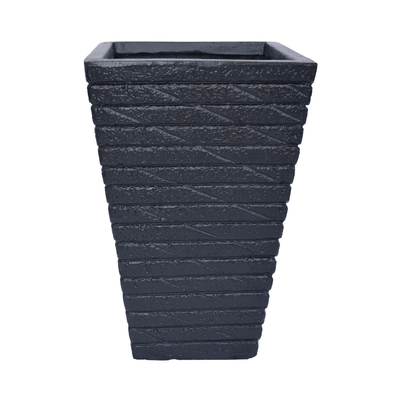16" Black Square Outdoor Garden Urn Planter Pot | Pool Central