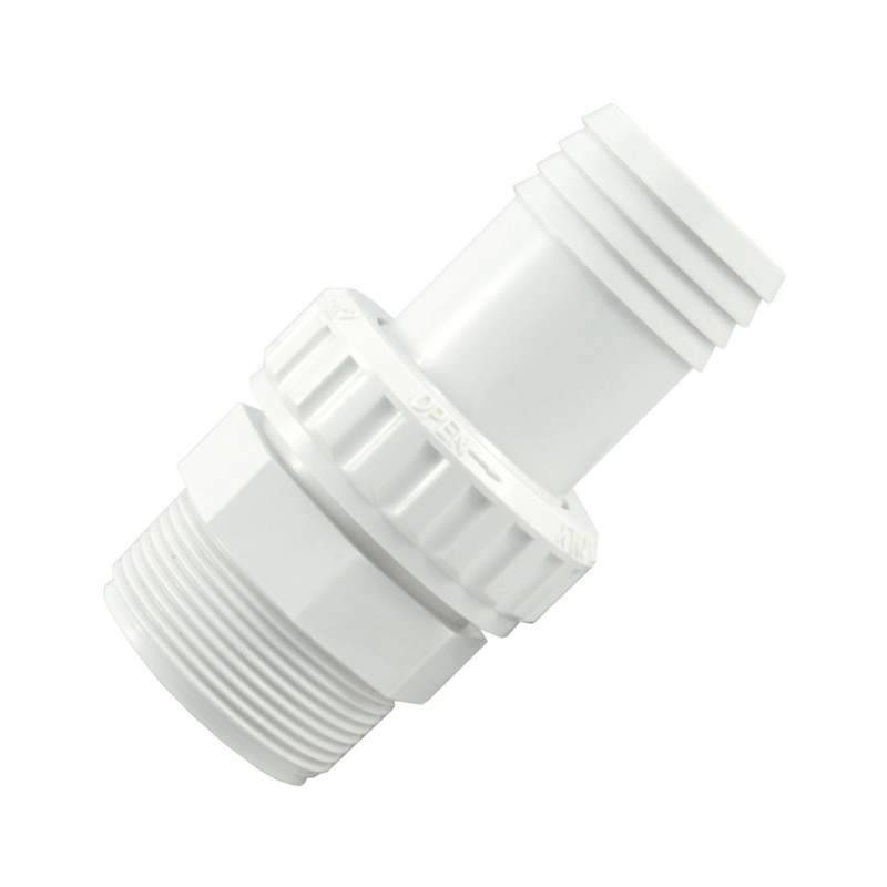 1.5" White Plastic Econ Union Hose Barb x MIP | Pool Central