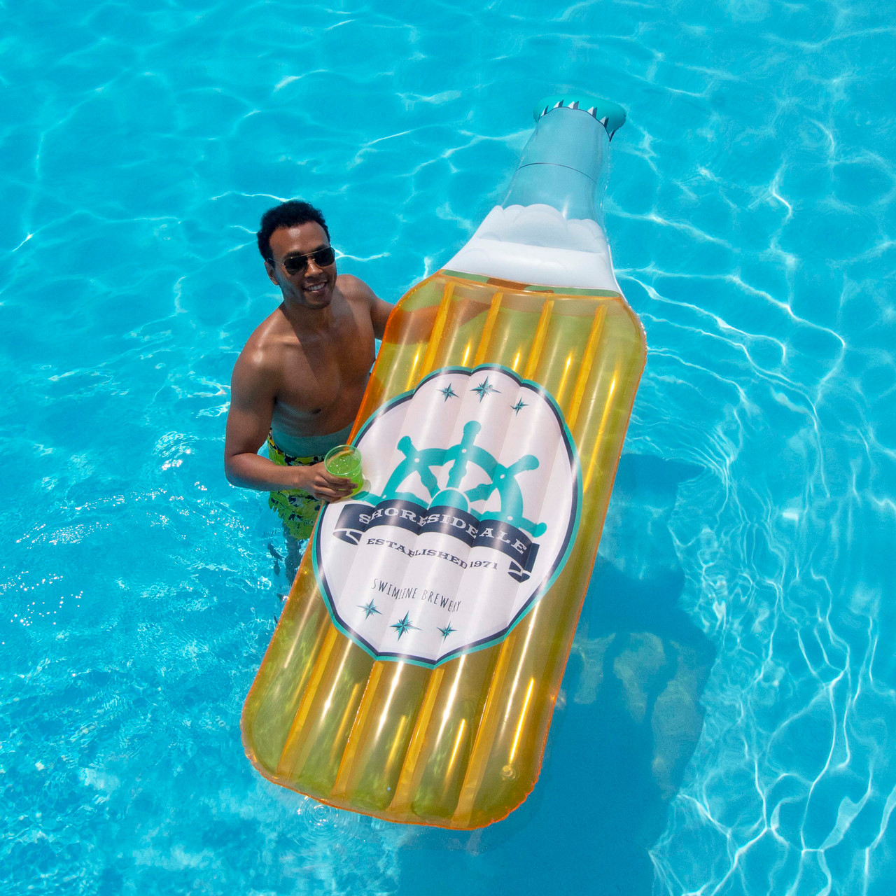 81" Yellow & White Beer Bottle Swimming Pool Inflatable Float | Pool ...