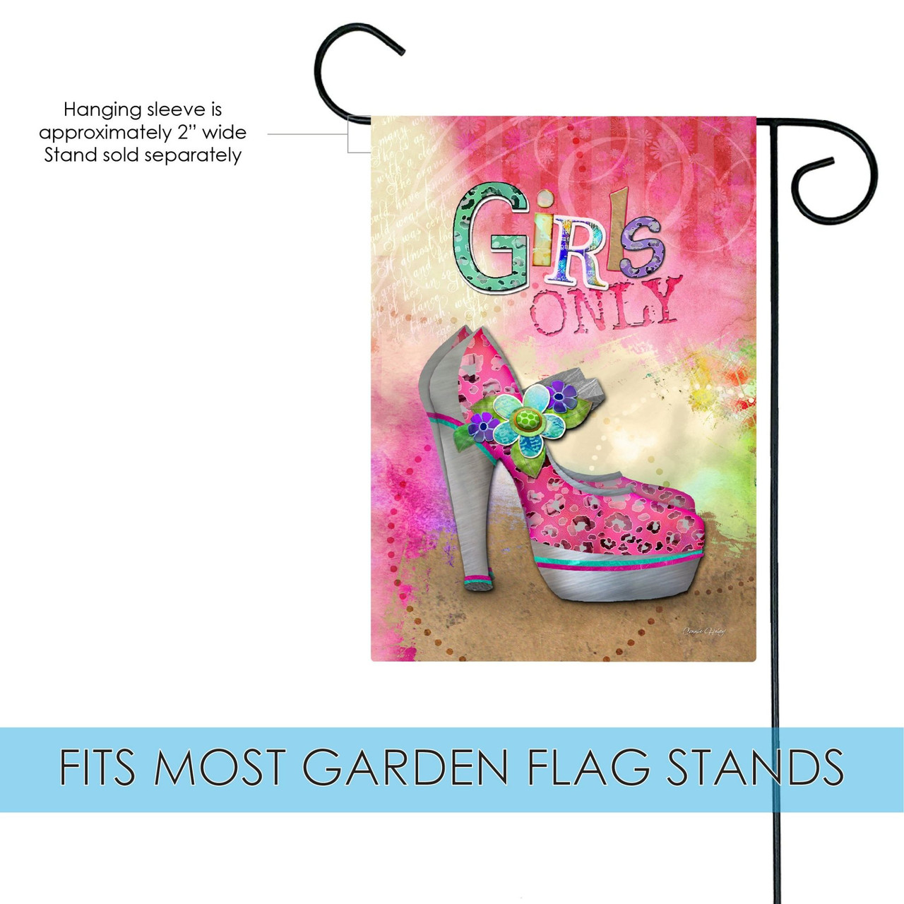 Pink & Blue Floral "GiRls ONLY" Outdoor Rectangular Mini Garden Flag 18 ...