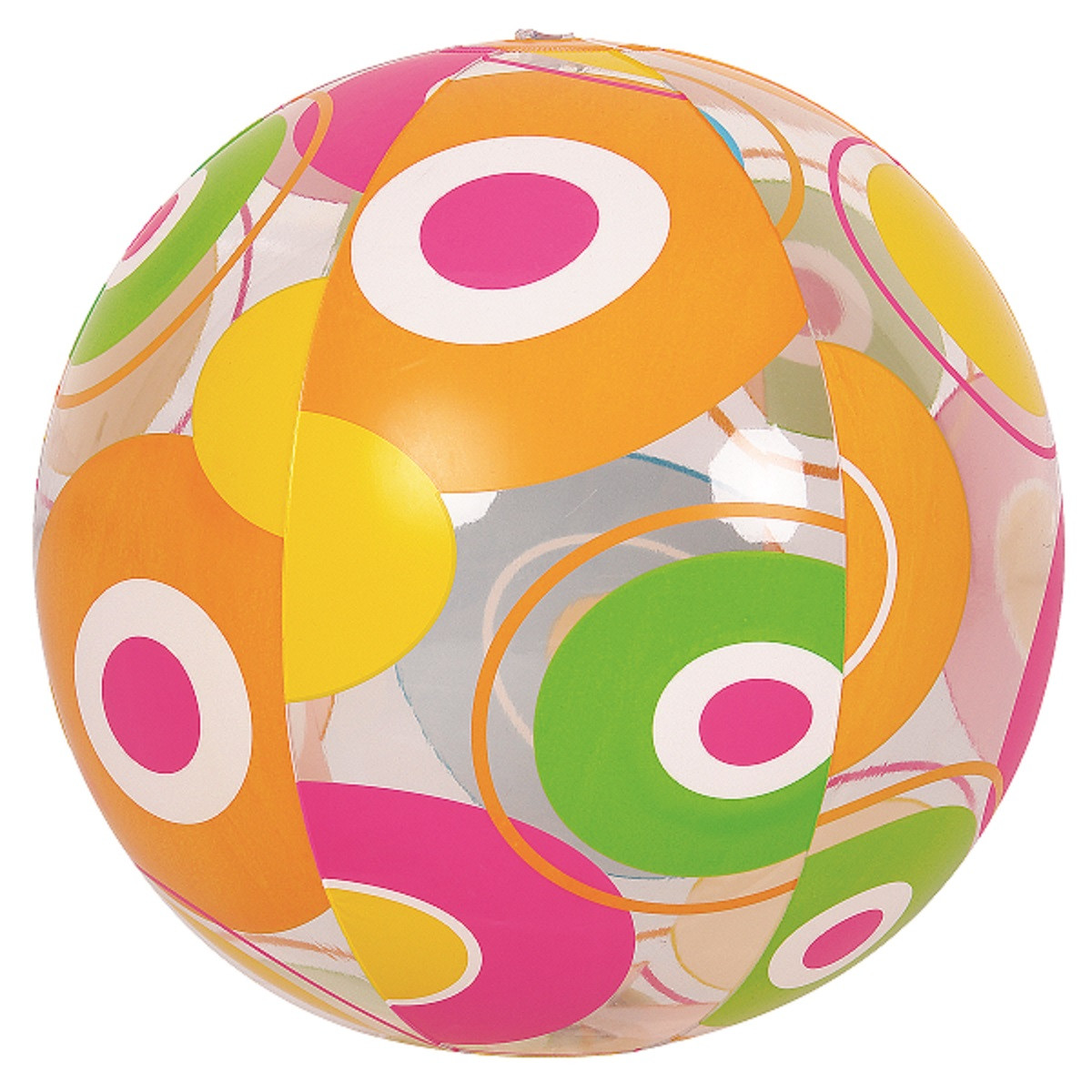 20" Orange & Pink Circles Transparent Inflatable Beach Ball | Pool Central