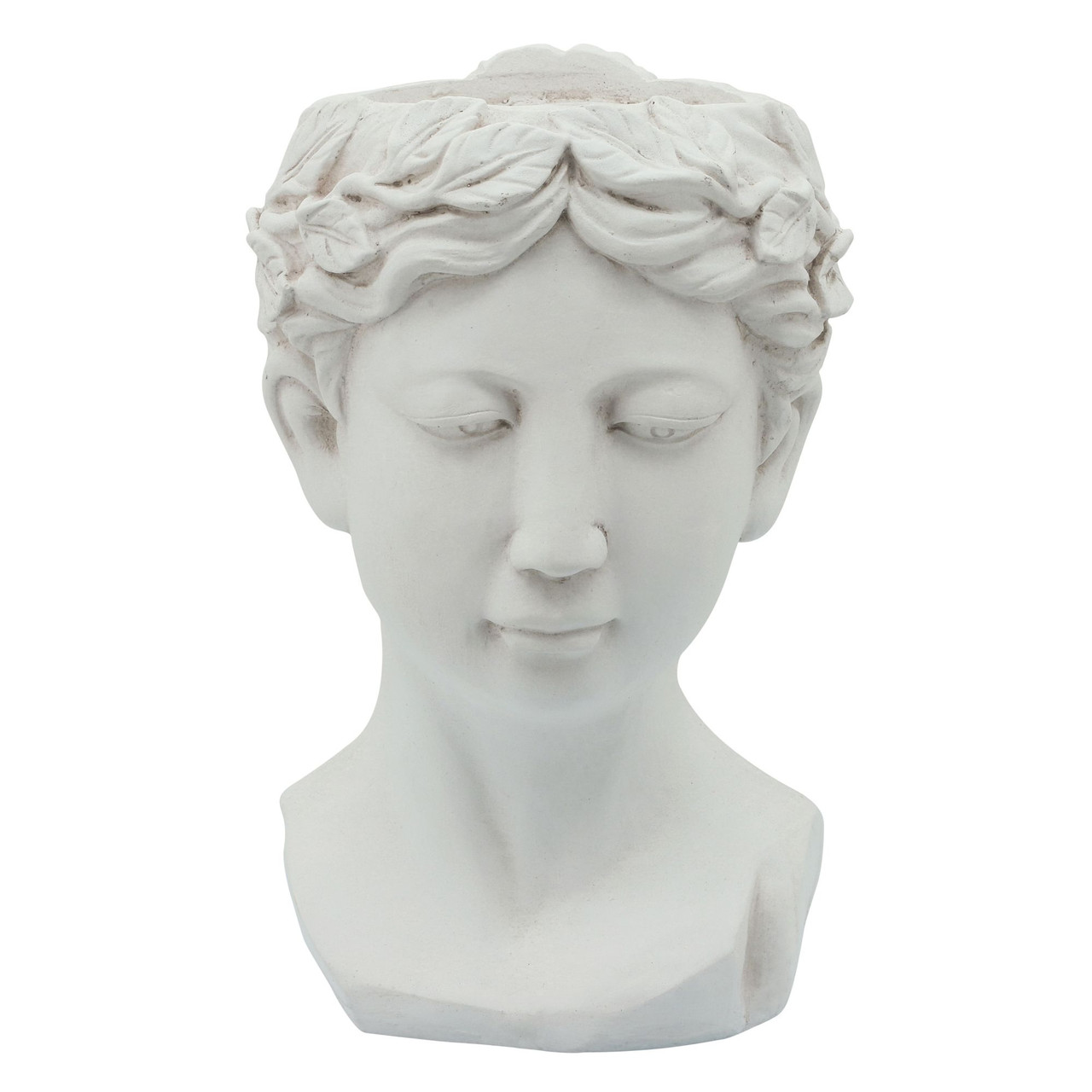 15" Lady Head Statue Outdoor Standing Planter | Pool Central