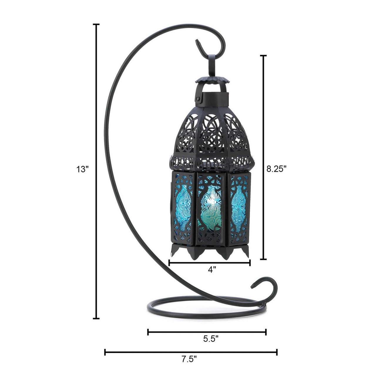 Candle Lantern with Curled Stand - 12.75