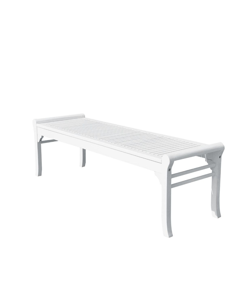 59" White Painted Finish Outdoor Furniture Patio Backless Bench | Pool ...