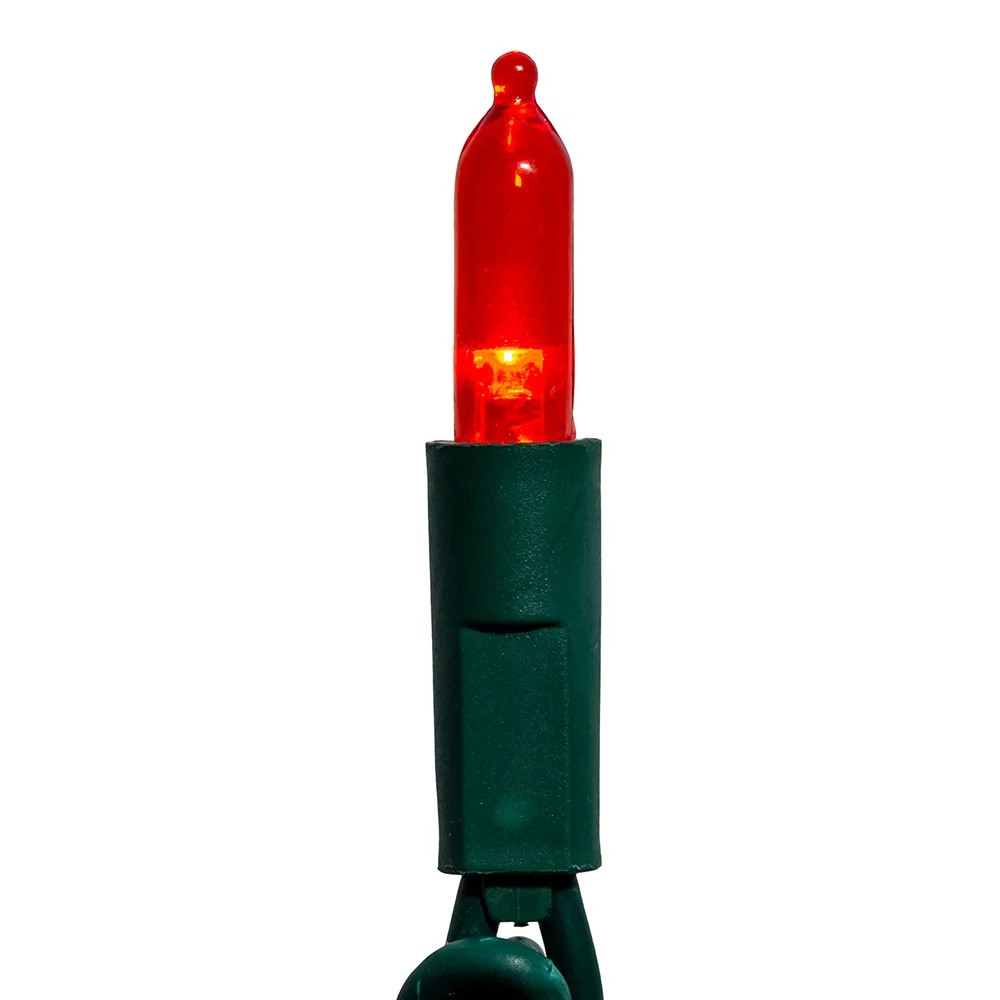 50-Count Red LED Mini Christmas Lights, 25 ft Green Wire | Pool Central