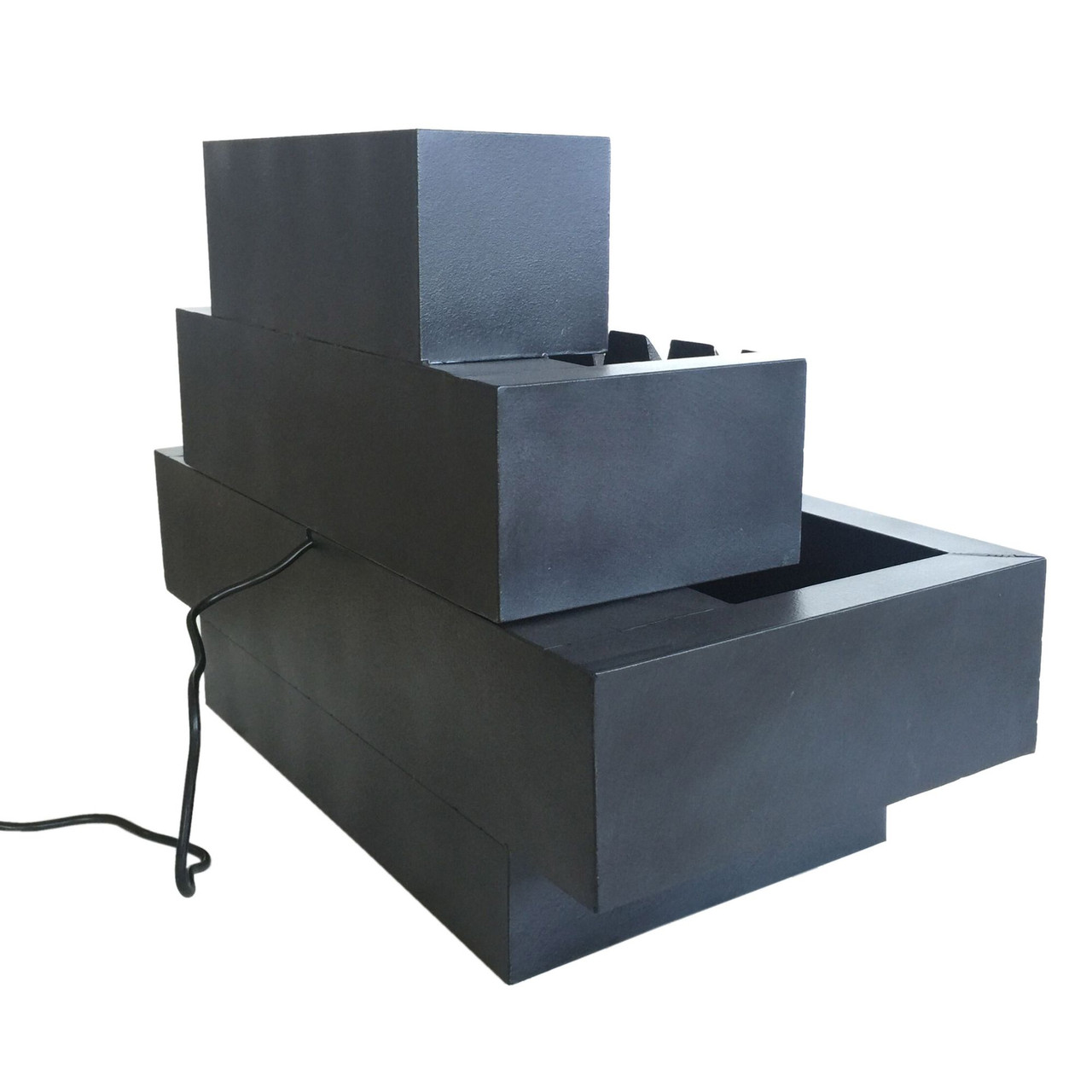 31.5" Charcoal Black Rectangular Outdoor Patio Garden Fountain | Pool ...