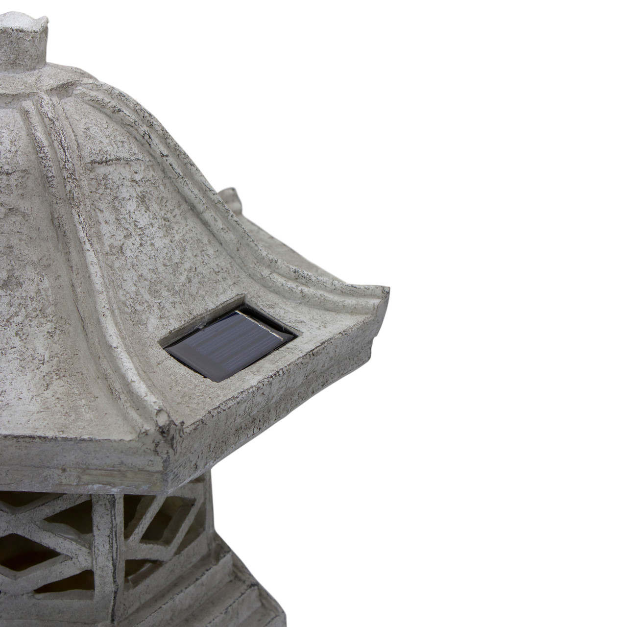 18.5" LED Lighted Stone Gray Outdoor Solar Powered Pagoda Sculpture ...