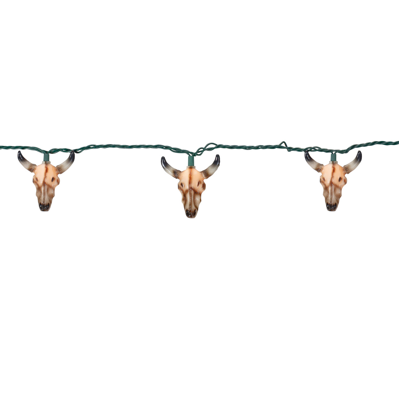 10 Cow Skull Summer Patio String Mini Lights - 8.5 ft Green Wire | Pool ...
