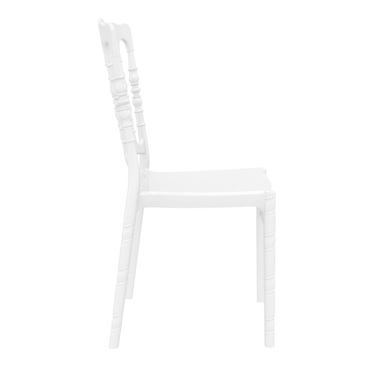 32" White Glossy Stackable Outdoor Patio Dining Chair | Pool Central