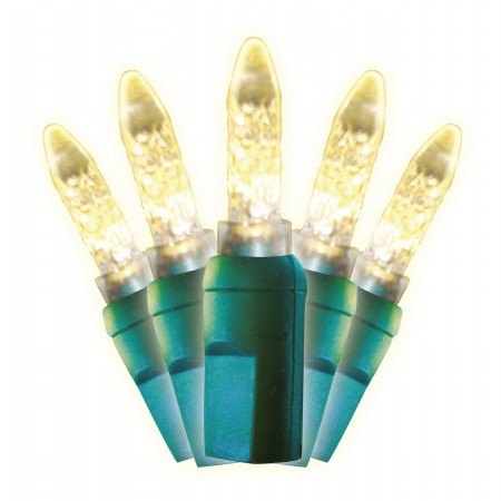 Set of 35 White LED M5 Mini Faceted Christmas Lights - Green Wire ...