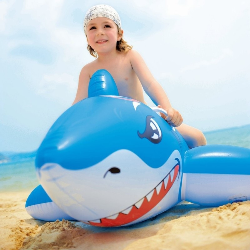 Inflatable Blue & White Shark Children Pool Float, 71-Inch | Pool Central