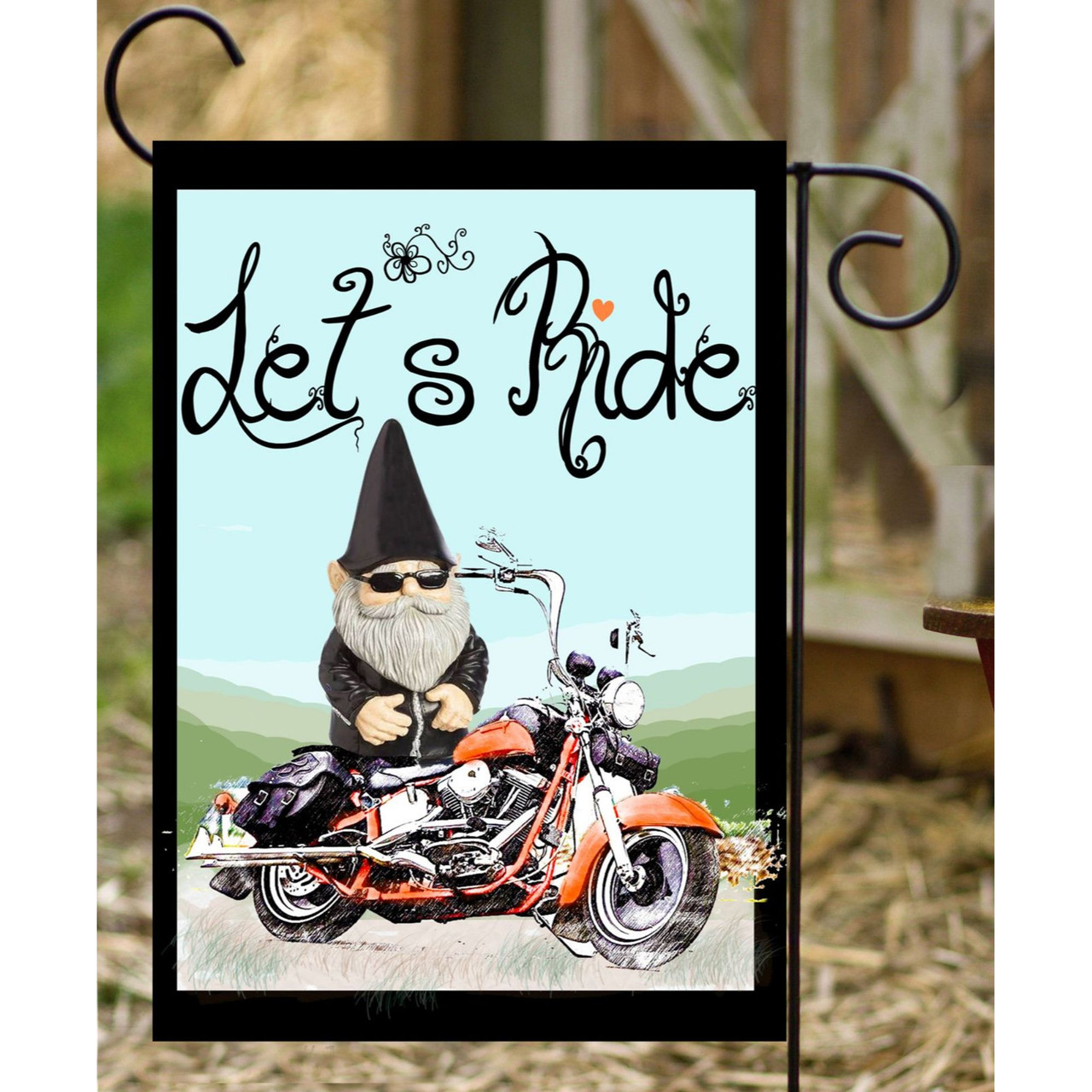 Let's Ride Genome Biker Outdoor Garden Flags 18" x 12" | Pool Central