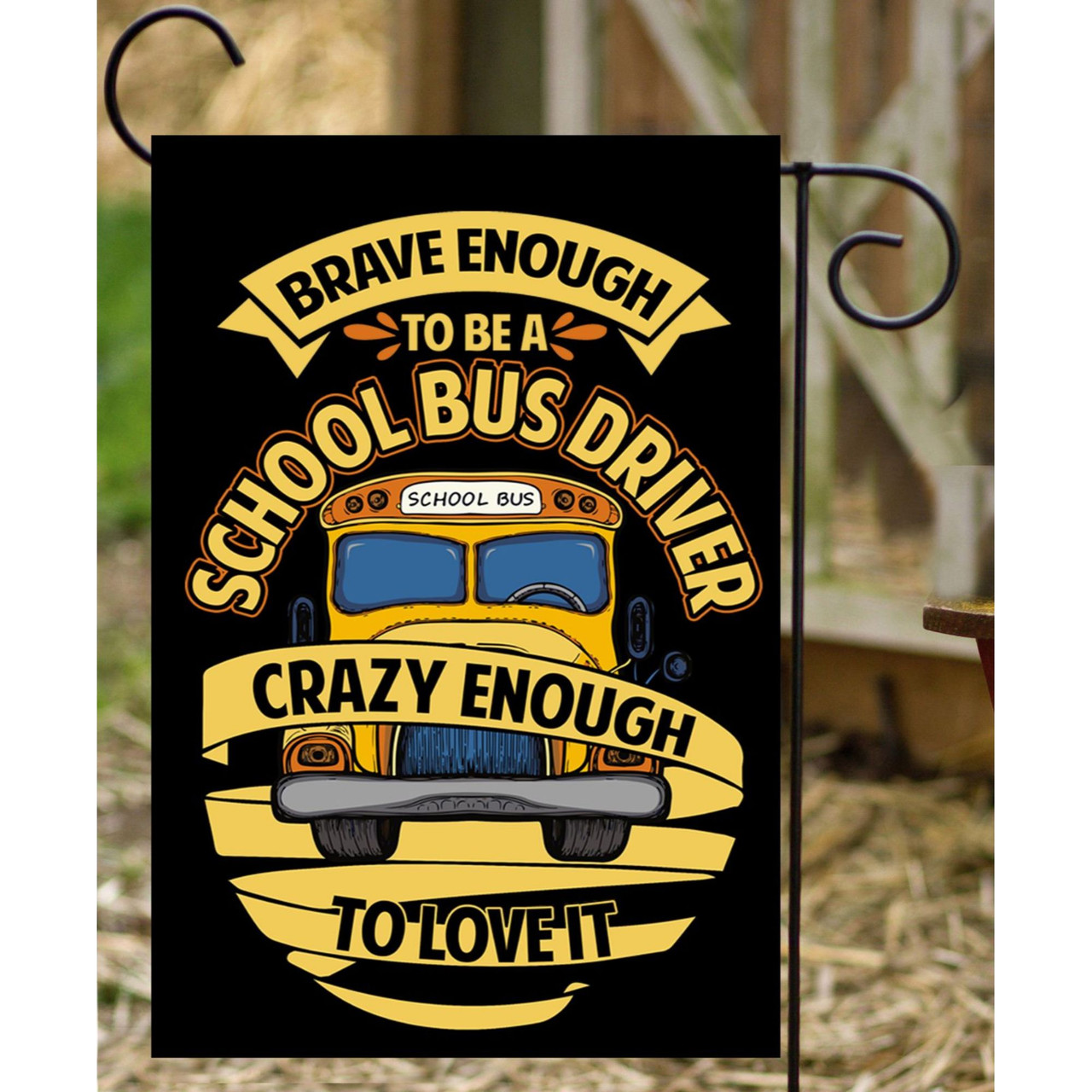 Vibrant School Bus Driver Rectangular Garden Flag 18" x 12" | Pool Central
