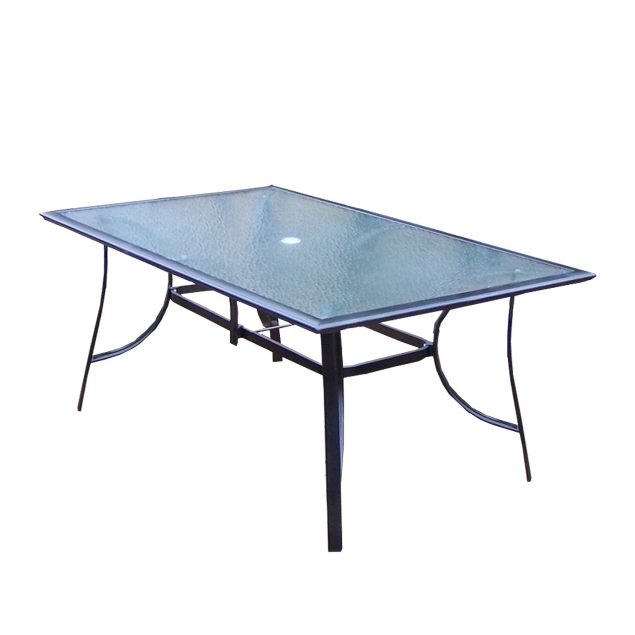 72" Black Contemporary Rectangular Glass Outdoor Patio Furniture Dining ...