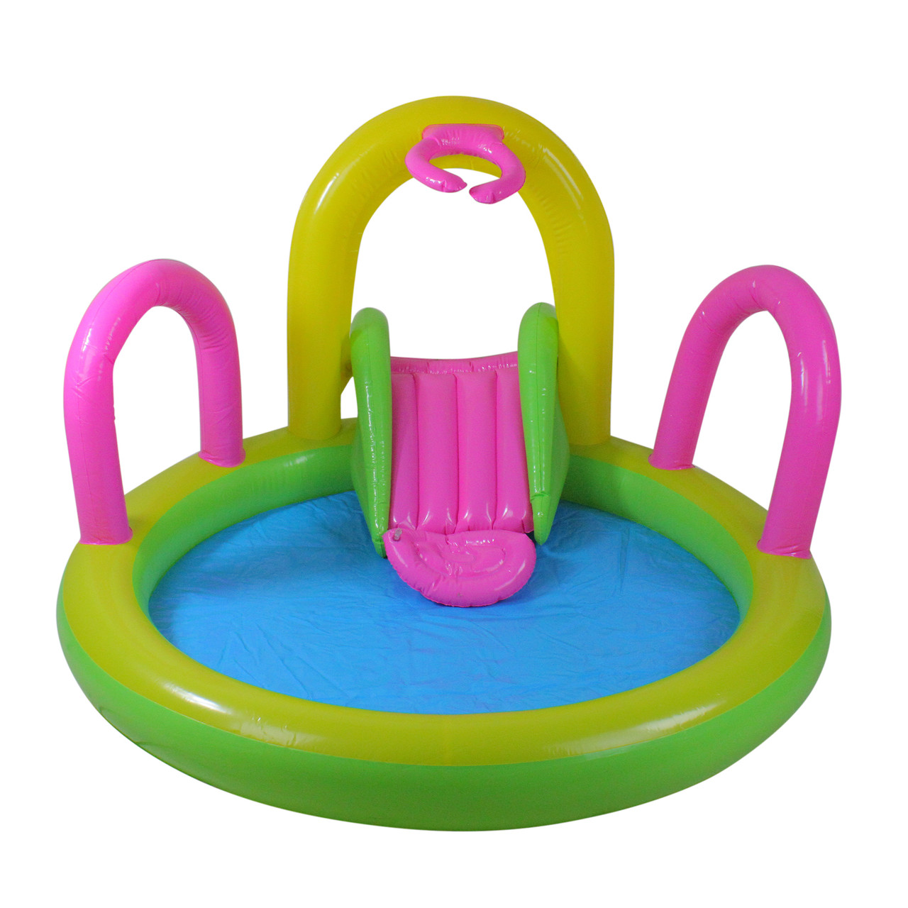 57" Inflatable Green & Yellow Children's Pool with Slide | Pool Central