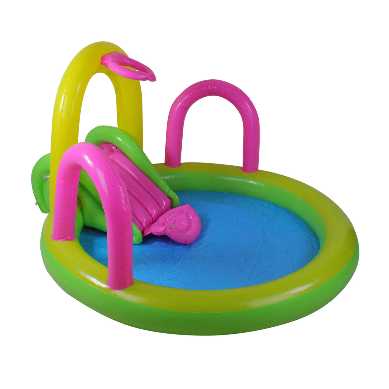 57" Inflatable Green & Yellow Children's Pool with Slide | Pool Central