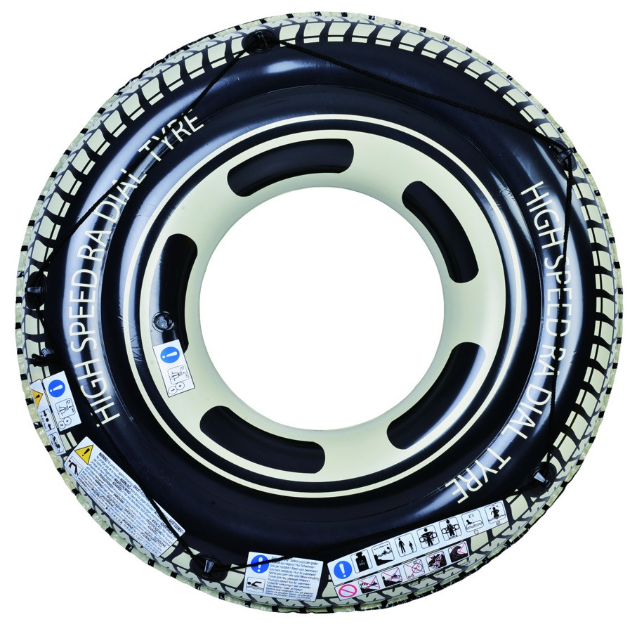 Inflatable Black & White Radial Tire Swimming Pool Ring Float, 47-Inch ...