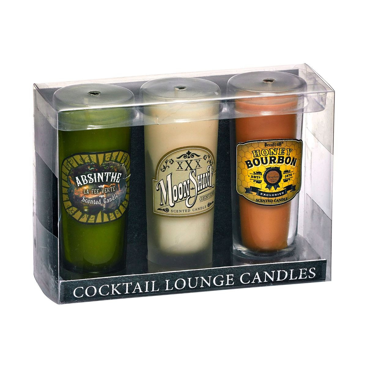 Set of 3 Multicolor Antique Cocktail Flight Candle 5.75" | Pool Central