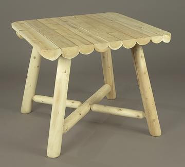 37" Outdoor Dining Natural Cedar Log-Style Square Wooden Table | Pool ...