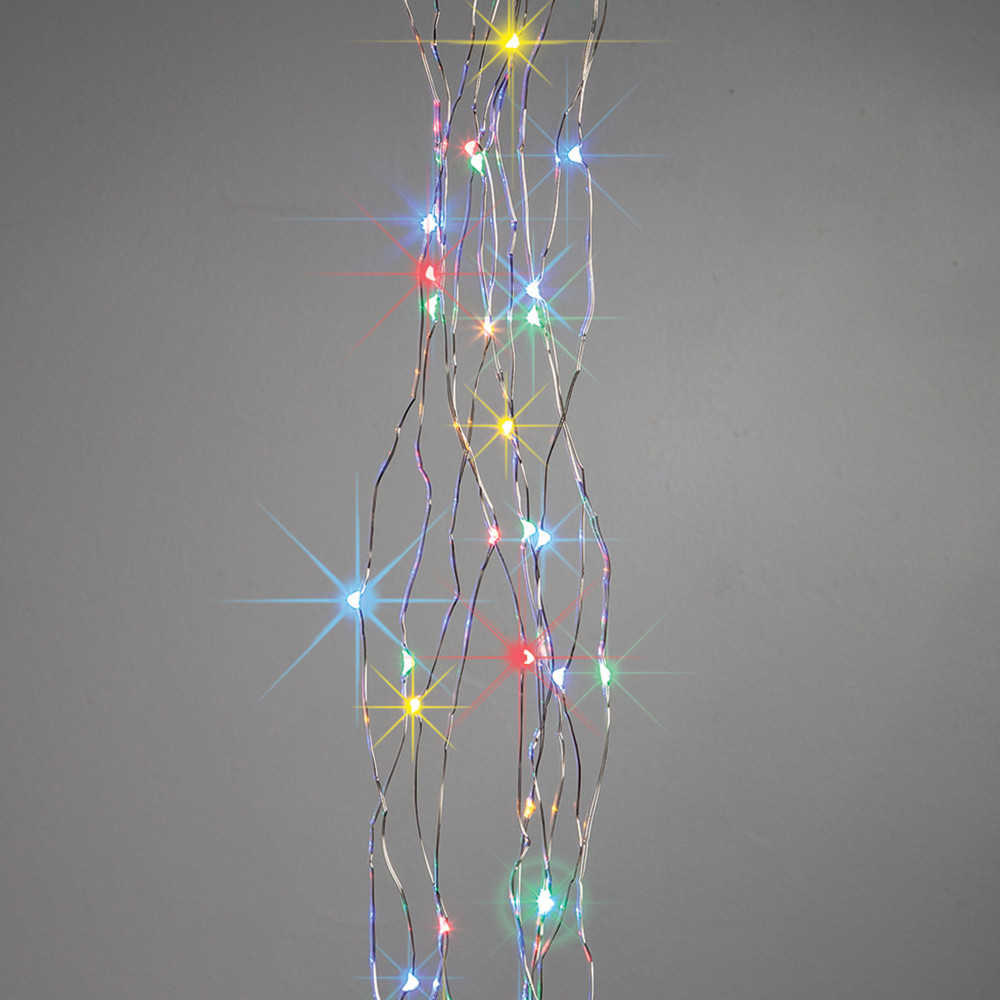 200 Multi-Colored LED Micro String Lights Spray 4" Spacing - 6' Silver ...