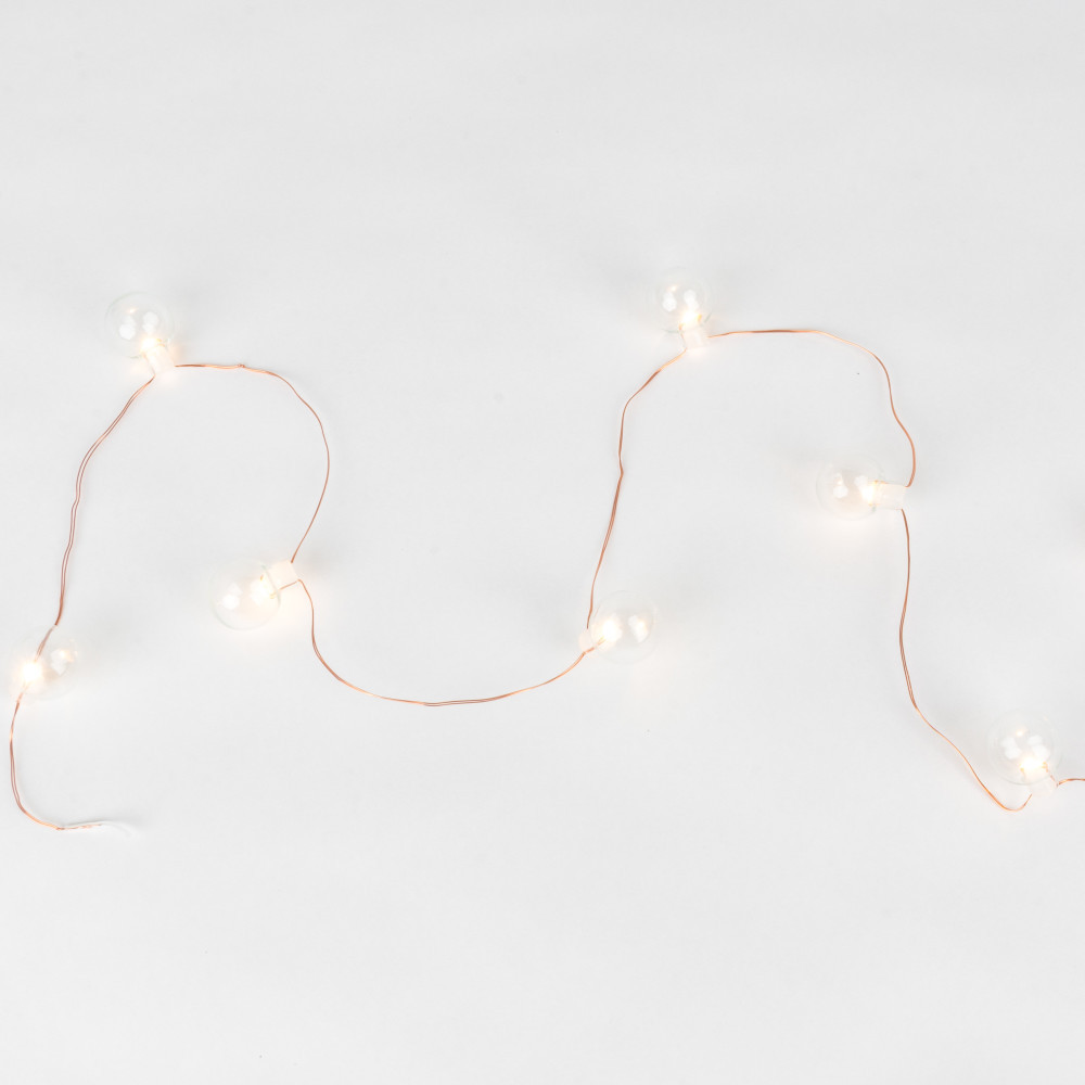 30 Warm White LED Bubble String Lights 4" Spacing - 10' Copper Wire ...
