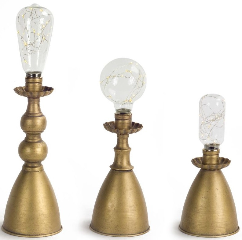 Set of 3 Golden Colored Tabletop Lamp Light Bulbs with Timer 15" | Pool ...