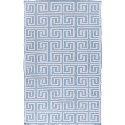 5' x 8' Magical Mazes Baby Blue & Ivory White Outdoor Safe Area Throw ...