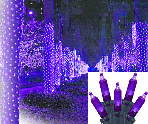 2' x 8' Purple LED Net Style Tree Trunk Wrap Christmas Lights - Green ...