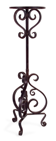 37" Graceful Old Fashioned Tall Iron Scroll Pedestal Table | Pool Central