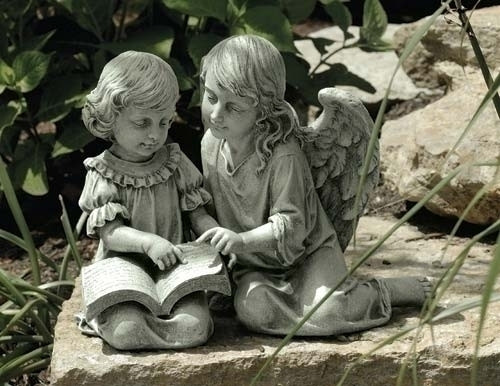 10.25" Joseph's Studio Guardian Angel with Girl 2-Piece Garden Statue ...