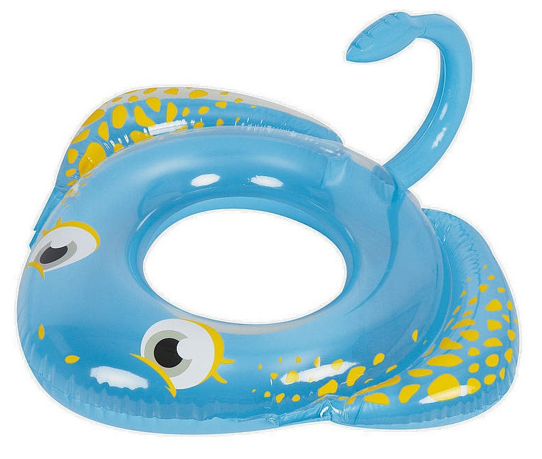 Inflatable Blue & Yellow Manta Ray Children's Swimming Pool Swim Ring ...