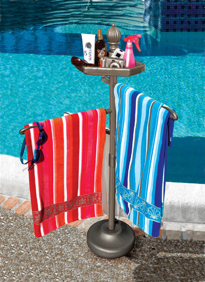 55" Bronze Outdoor Summer Pool & Spa Accessories Tray & Beach Towel ...