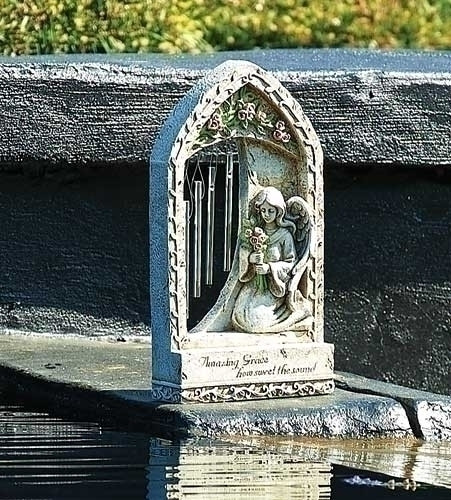 10.25" Amazing Grace Angel with Flowers Remembrance Memorial Garden ...