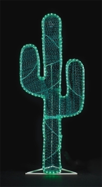 48" Indoor/Outdoor Lighted Green Cactus Rope Light Yard Art Decoration ...