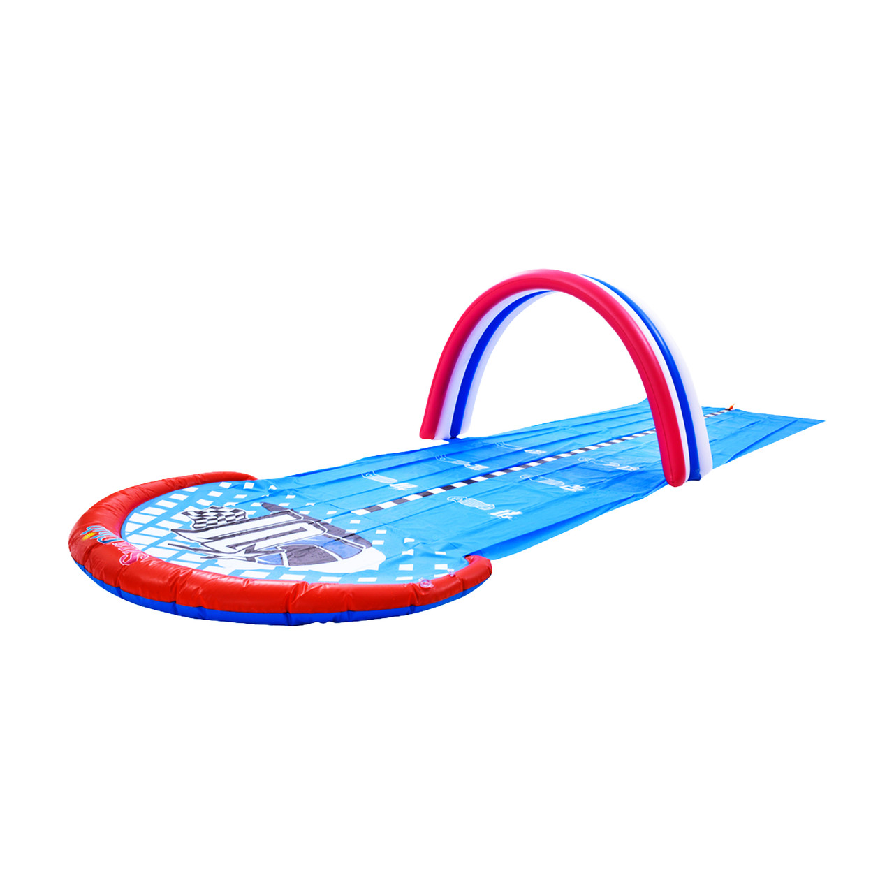 16' Red, White & Blue 2-Person Race Track Inflatable Ground Water Slide ...