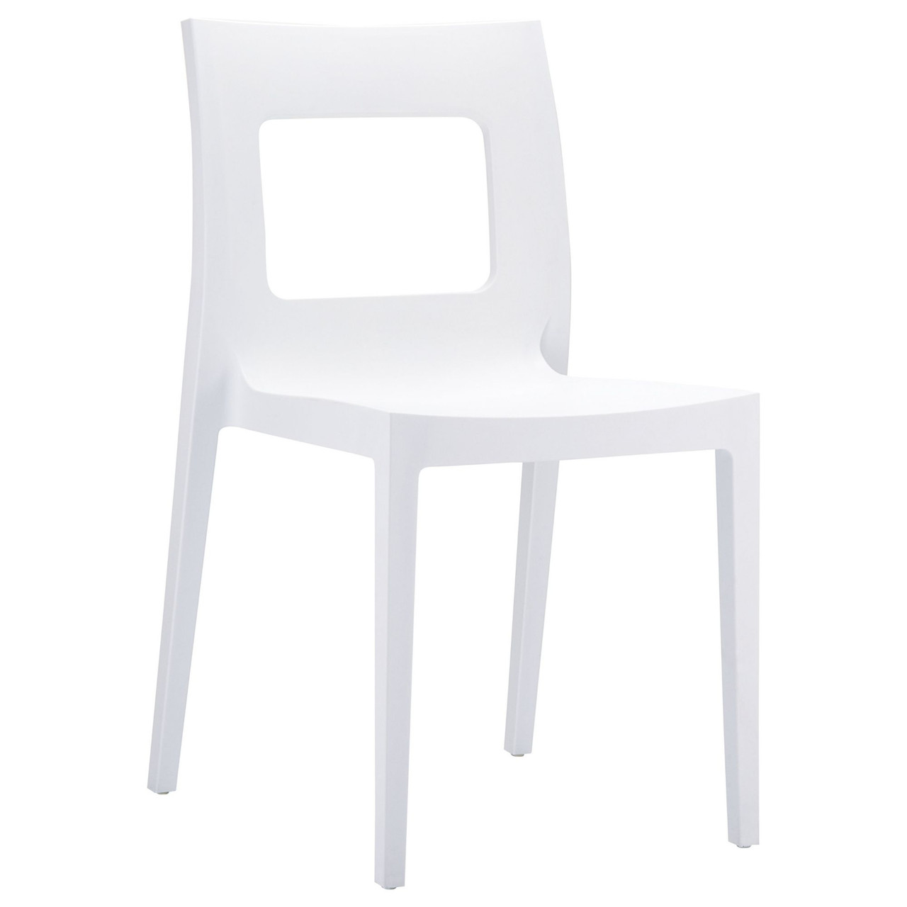32" White Outdoor Patio Solid Dining Chair | Pool Central