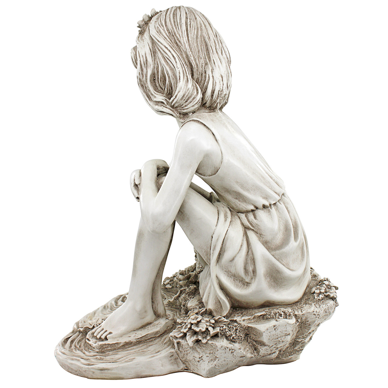 17" Pausing by the Pond Little Girl Outdoor Garden Statue | Pool Central