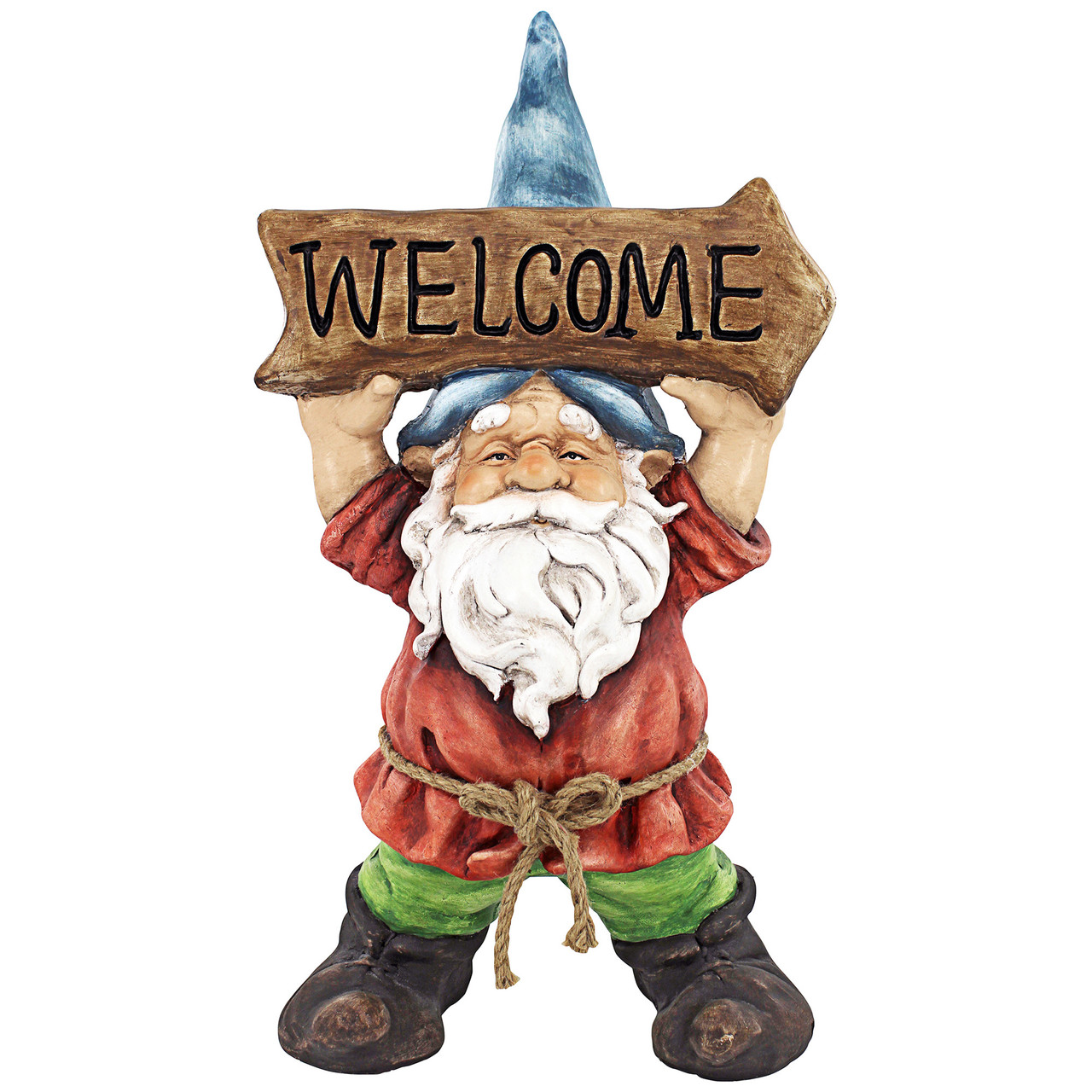 22" Willie Gnome the Greeter with "Welcome" Sign Outdoor Garden Statue ...