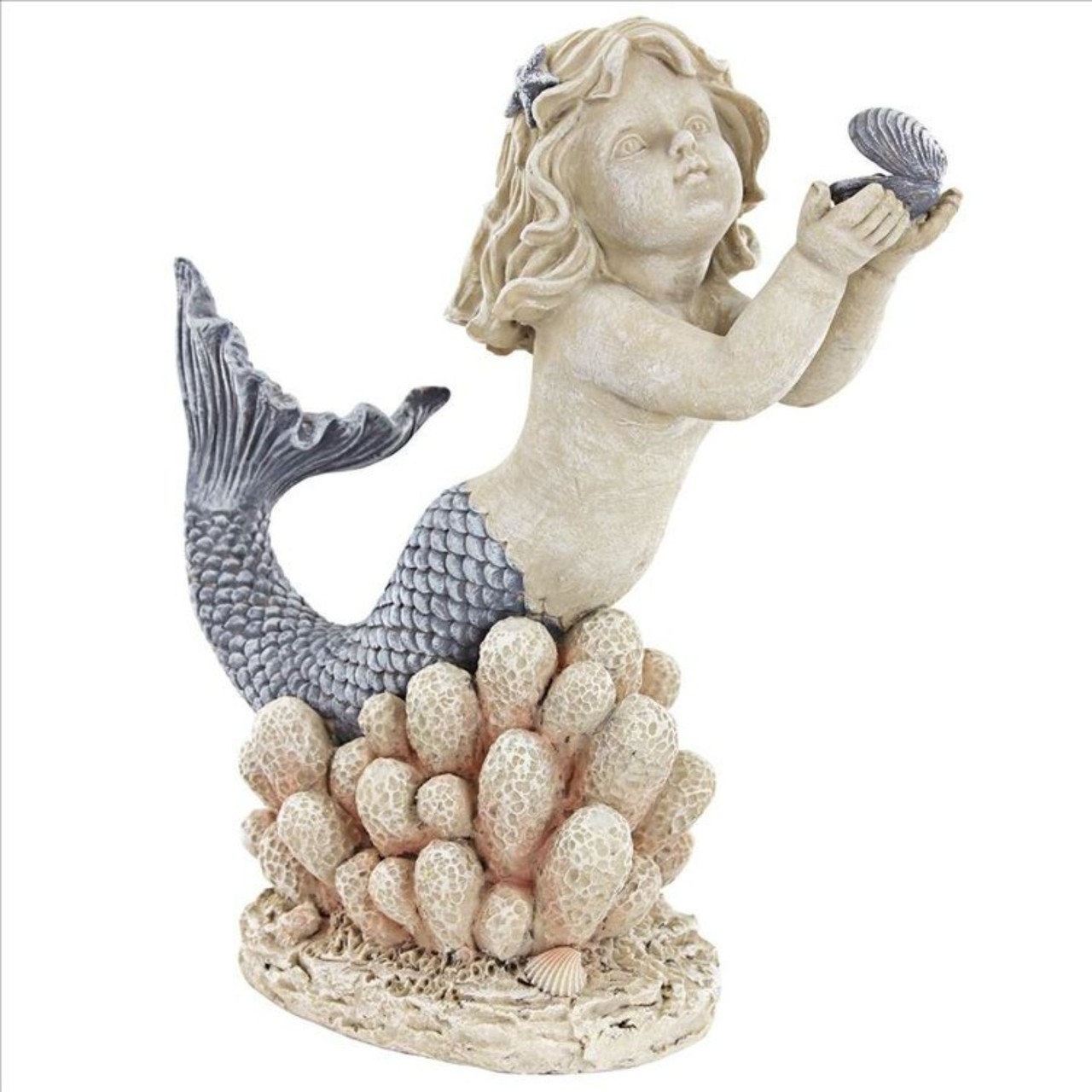 13.5" Little Girl Mermaid Swimming Outdoor Garden Statue | Pool Central