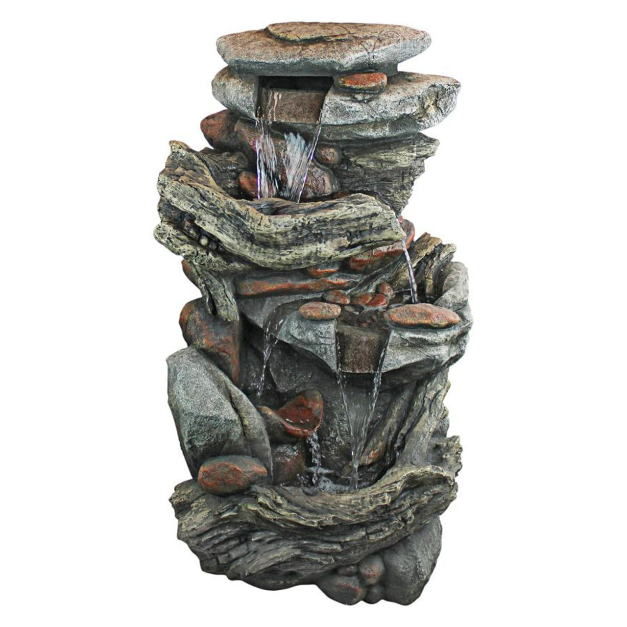 LED Lighted Cascading Waterfall Outdoor Garden Fountain - 39.5" - Gray ...