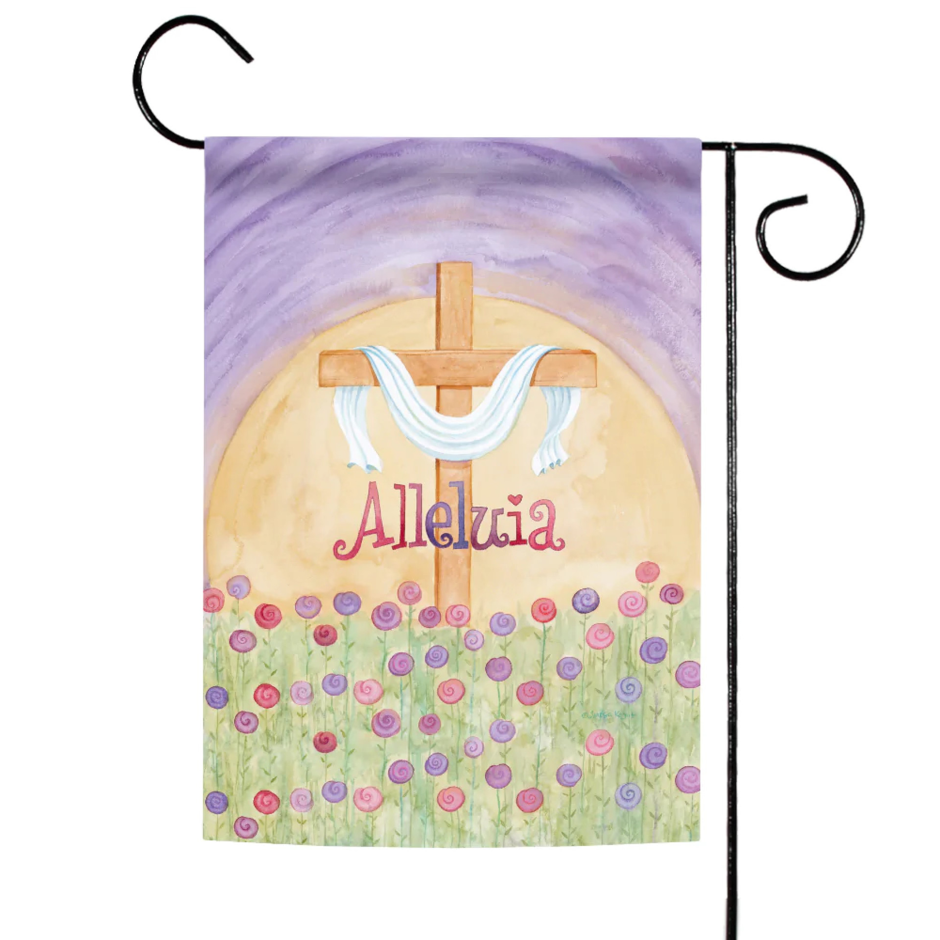 Flowers at the Cross "Alleluia" Outdoor Garden Flag 18" x 12.5" | Pool ...