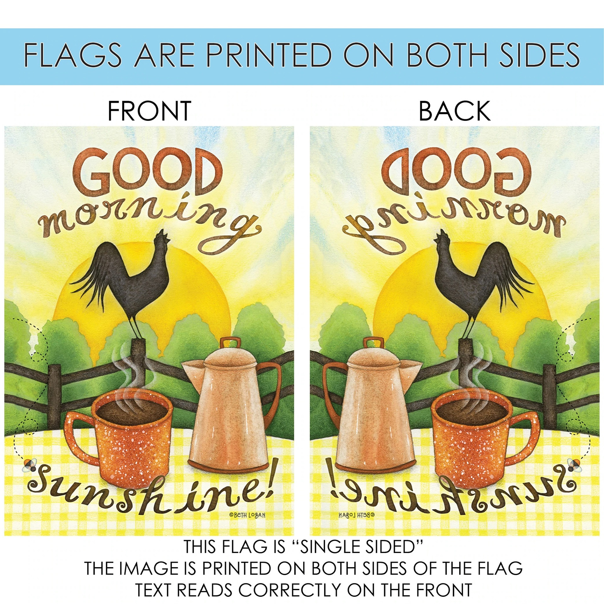 Chicken with Hot Coffee 'Good Morning Sunshine' House Flag 40" x 28 ...
