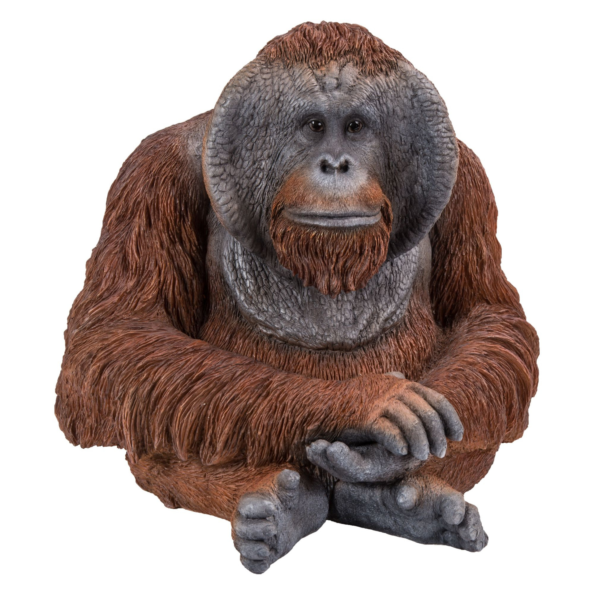 13" Brown & Black Orangutan Sitting Figurine | Pool Central