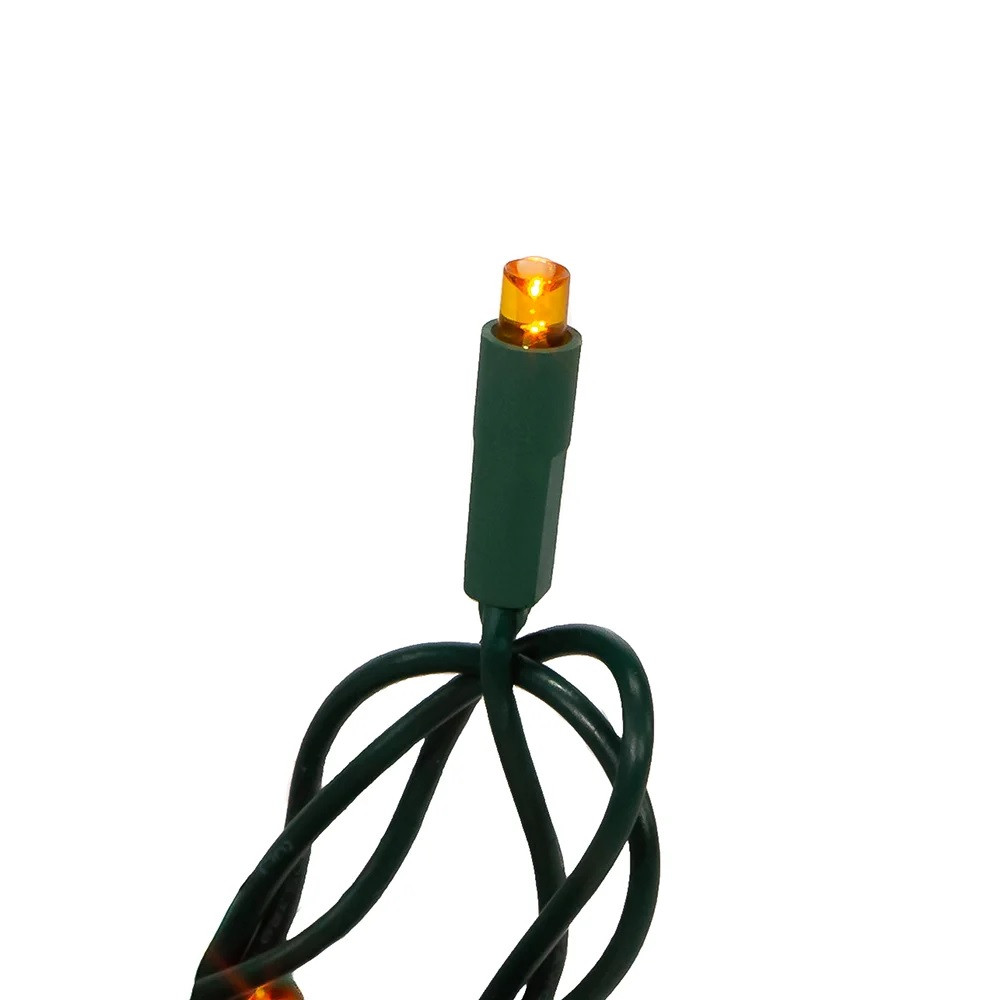 50-Count Amber LED 5MM Mini Christmas Lights, 25 ft Green Wire | Pool ...