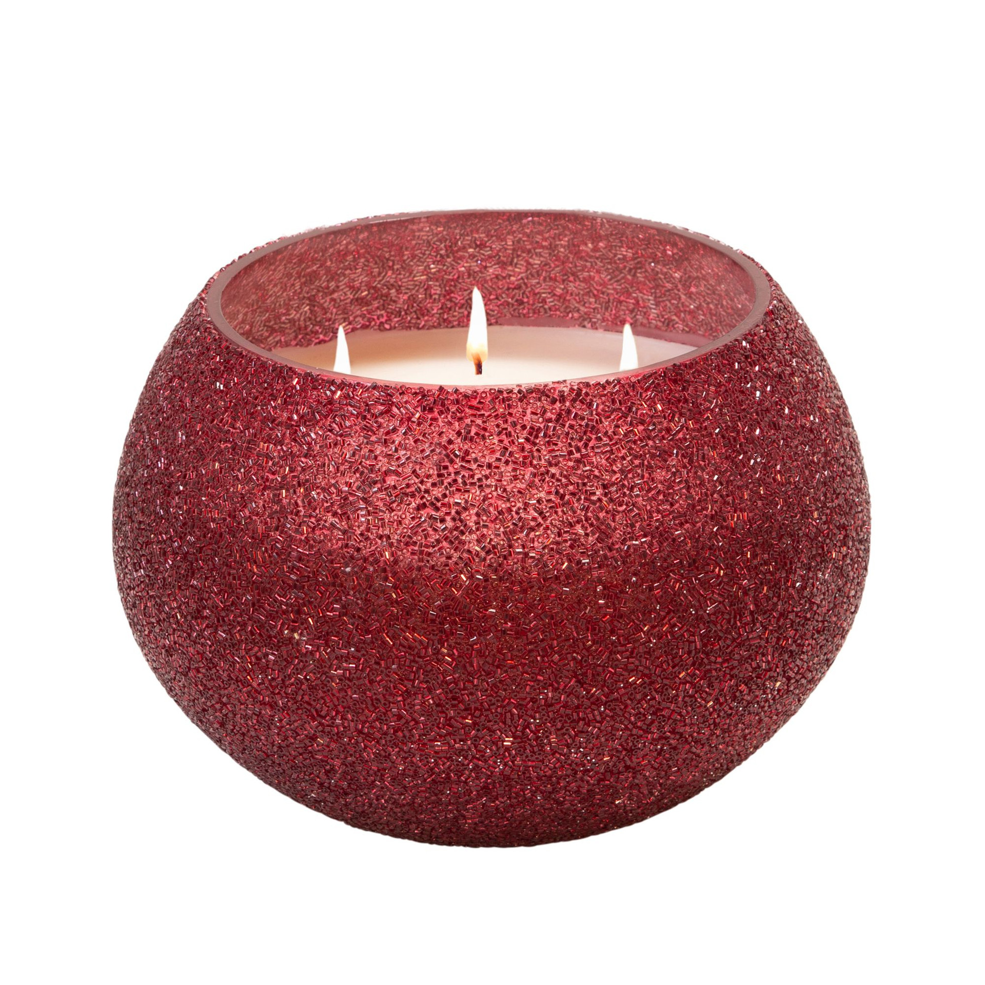 8" Red Multiple Wick Candle on Beaded Holder | Pool Central