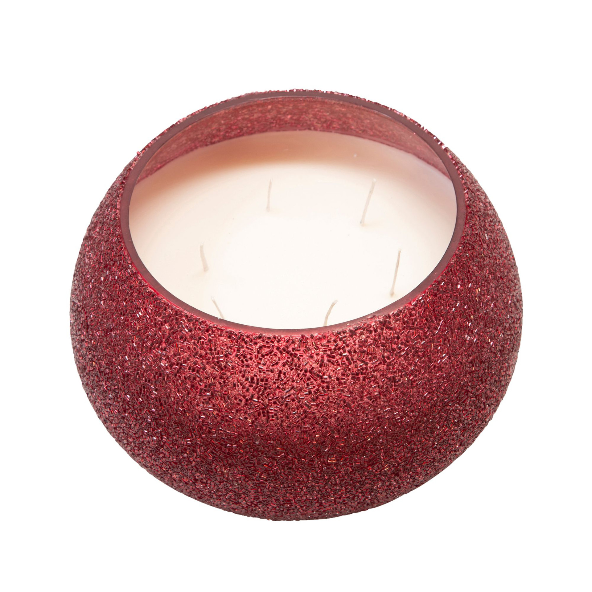 8" Red Multiple Wick Candle on Beaded Holder | Pool Central